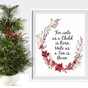 Christmas Scripture Printable Unto Us A Child is Born Isaiah - Etsy