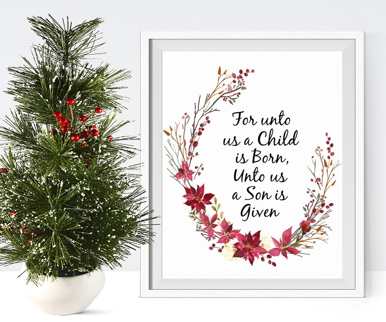 Christmas Scripture Printable Unto Us A Child is Born Isaiah - Etsy