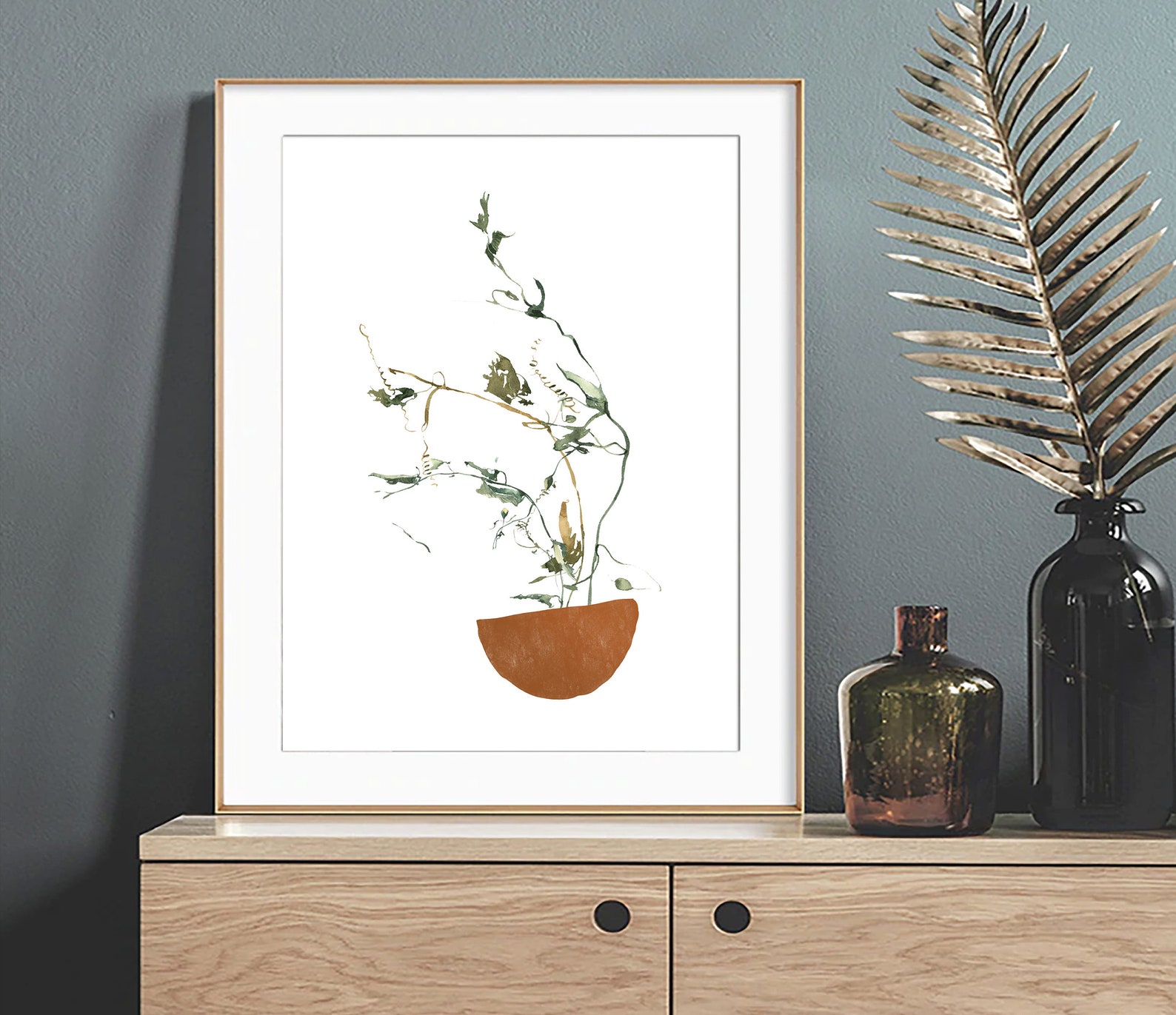 Watercolor Greenery Art Printable Download Abstract Greenery | Etsy