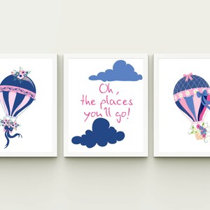 Oh the Places You Will Go Printable Blue Hot Air Balloon - Etsy