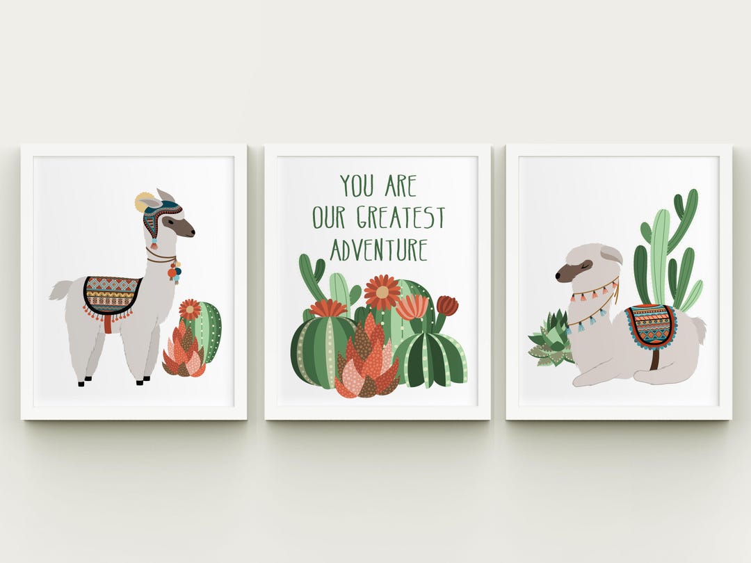 Llama and Cactus Printable Nursery Art Set You Are Our - Etsy