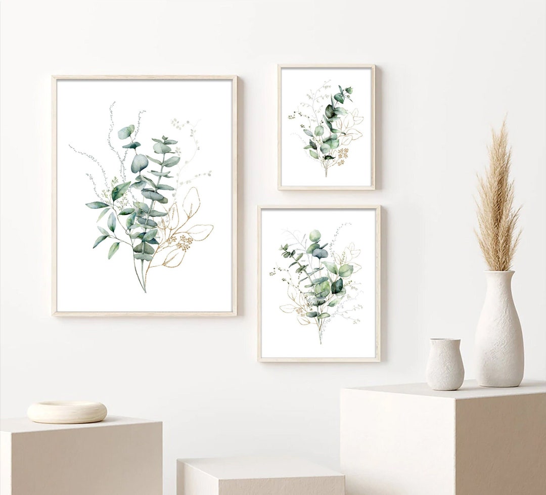 Greenery Art Set of 3 Prints Eucalyptus Prints Download Set - Etsy