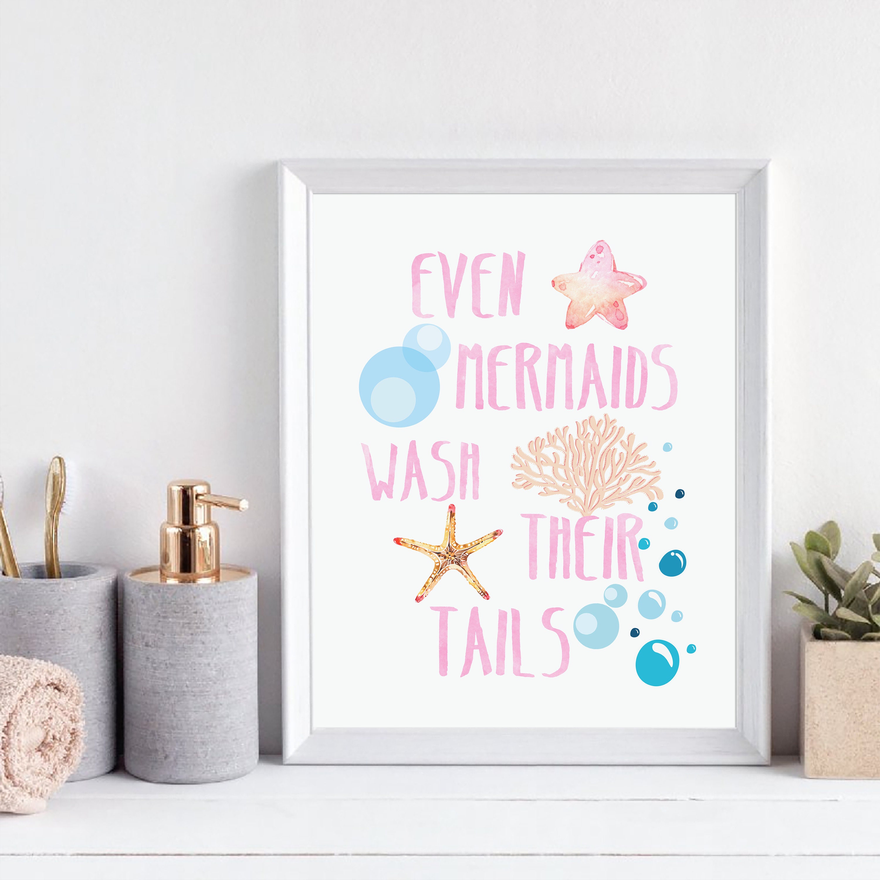 Even mermaids wash bathroom printable quote Digital Download | Etsy