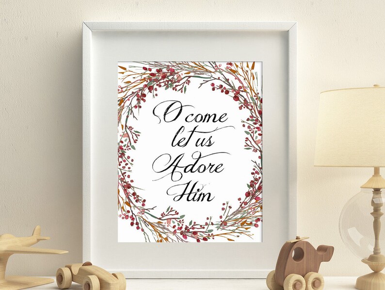 O Come Let Us Adore Him Christmas Art Printable Christmas - Etsy
