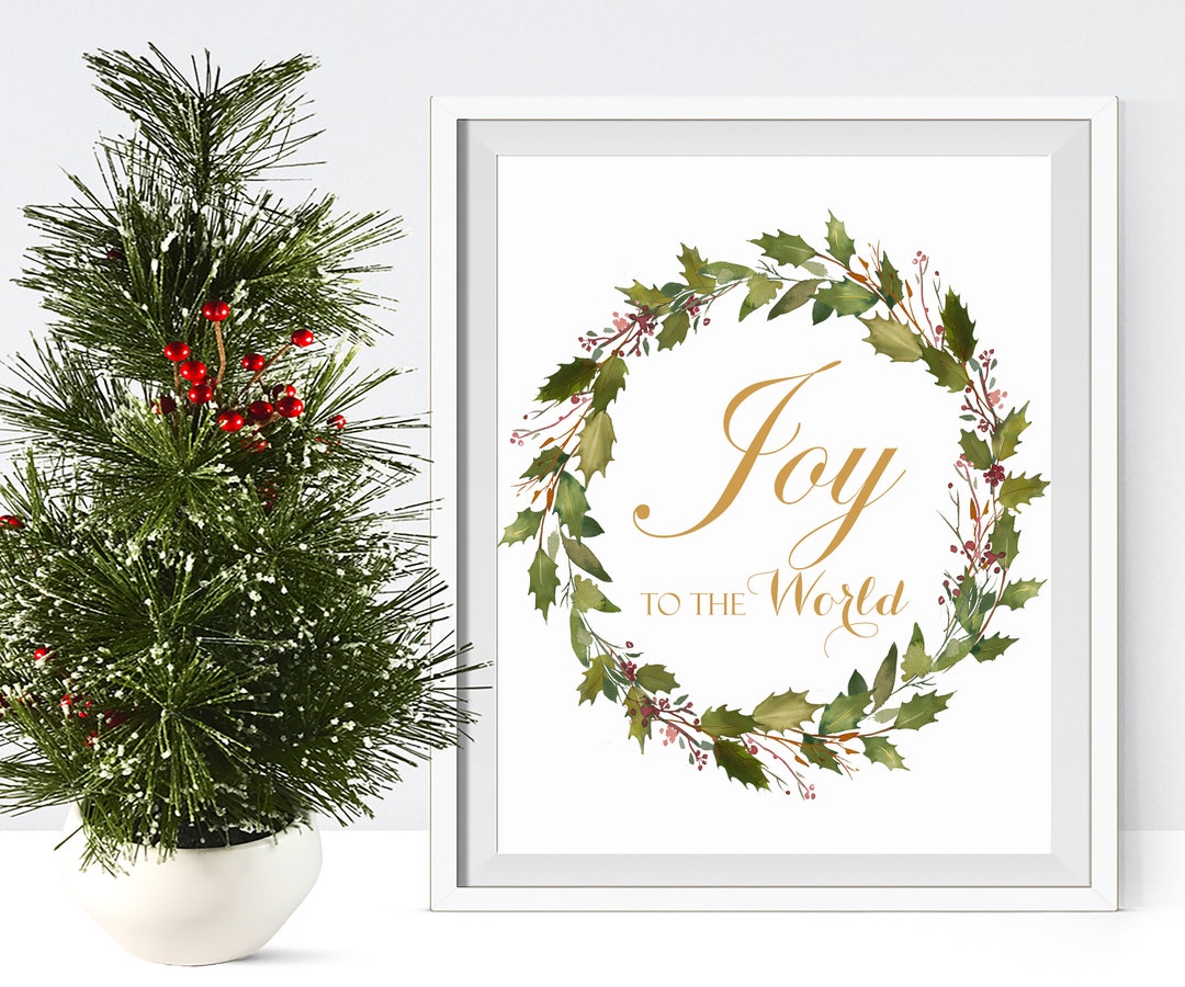 Joy to the World Printable Art Christmas Wreath Wall Art - Etsy