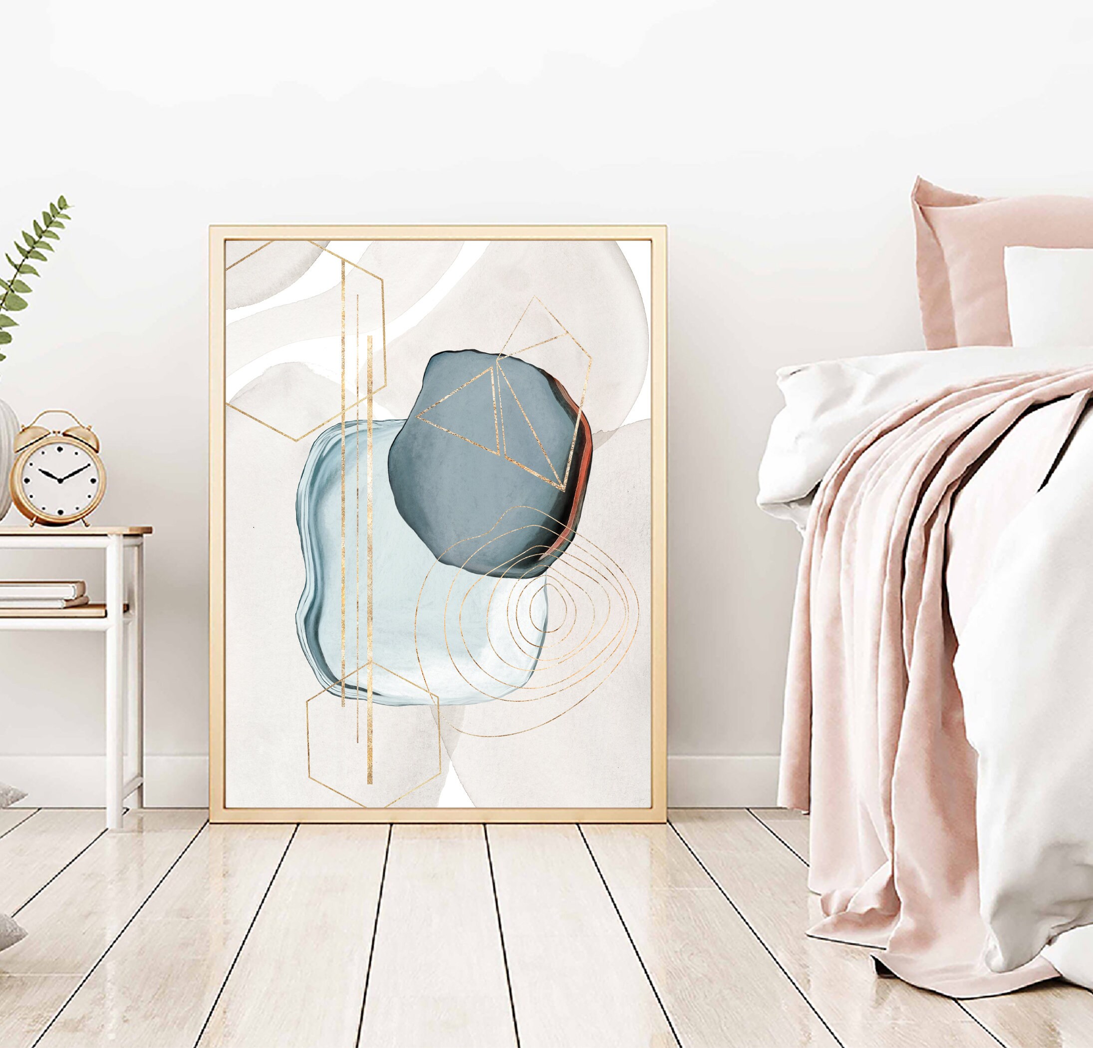 Neutral Blue Art 3 Prints Set Printable Abstract Modern Art - Etsy