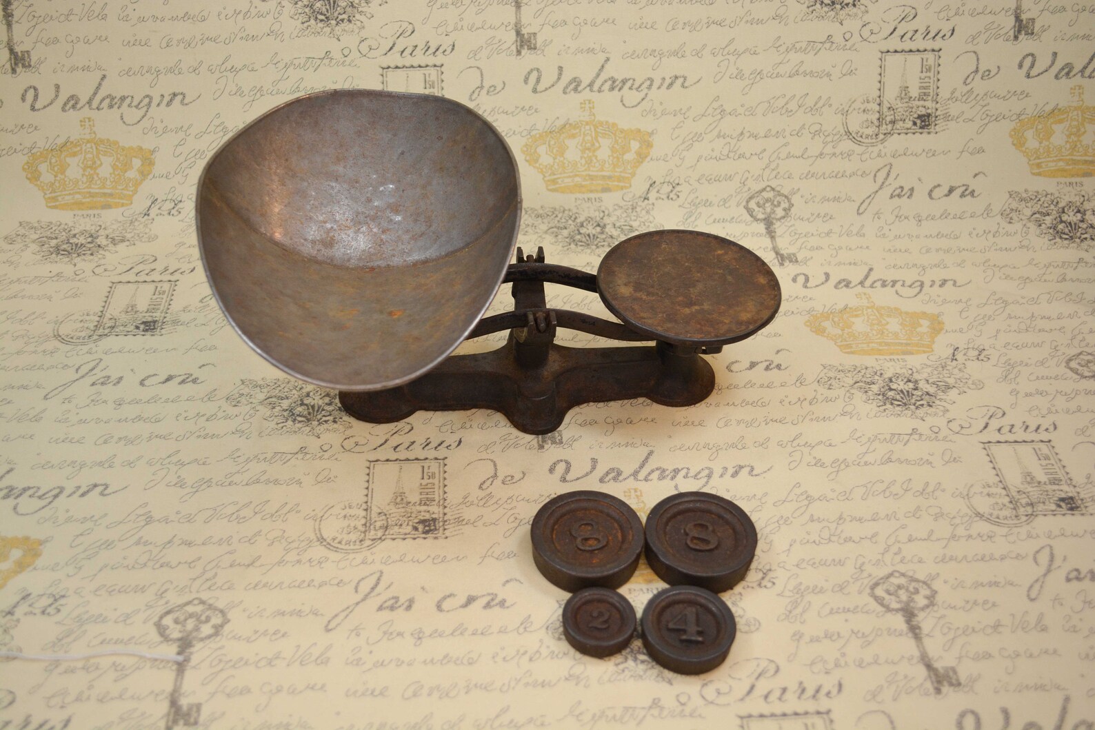 Antique Cast Iron Balance Scale With Weights, Vintage Rustic Country or ...