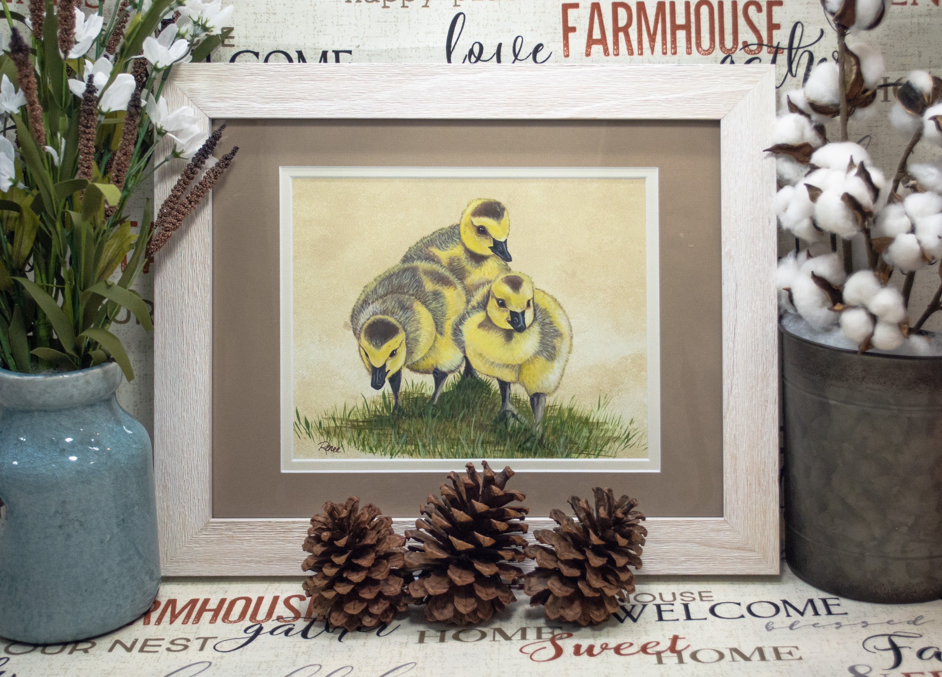 Canada Goslings Signed Acrylic Painting, Original Fine Art Wildlife ...
