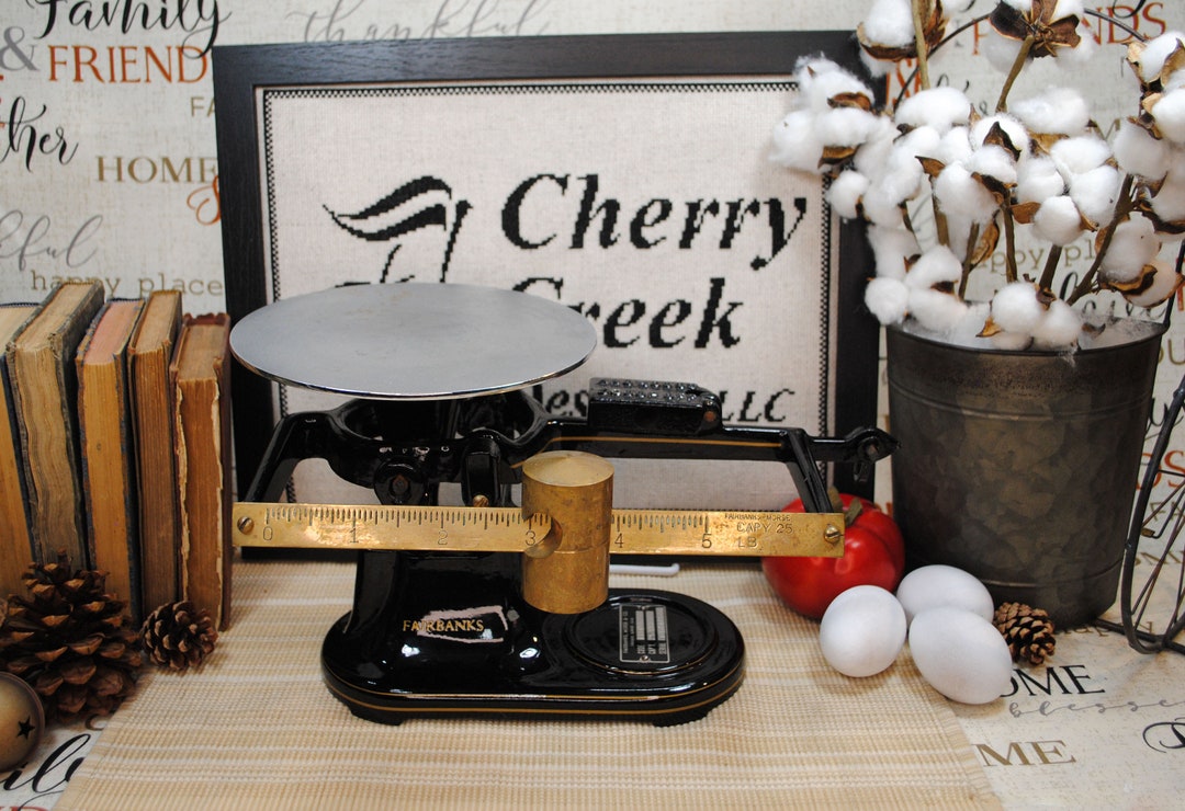 BEAUTIFUL Antique Fairbanks Balance Scale, Vintage Cast Iron and Brass ...