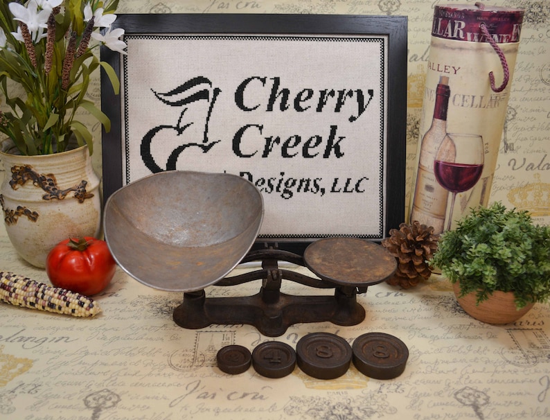 Antique Cast Iron Balance Scale With Weights, Vintage Rustic Country or ...