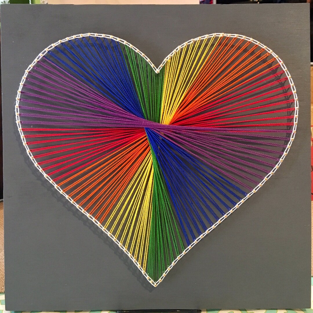 Rainbow Heart String Art - Etsy