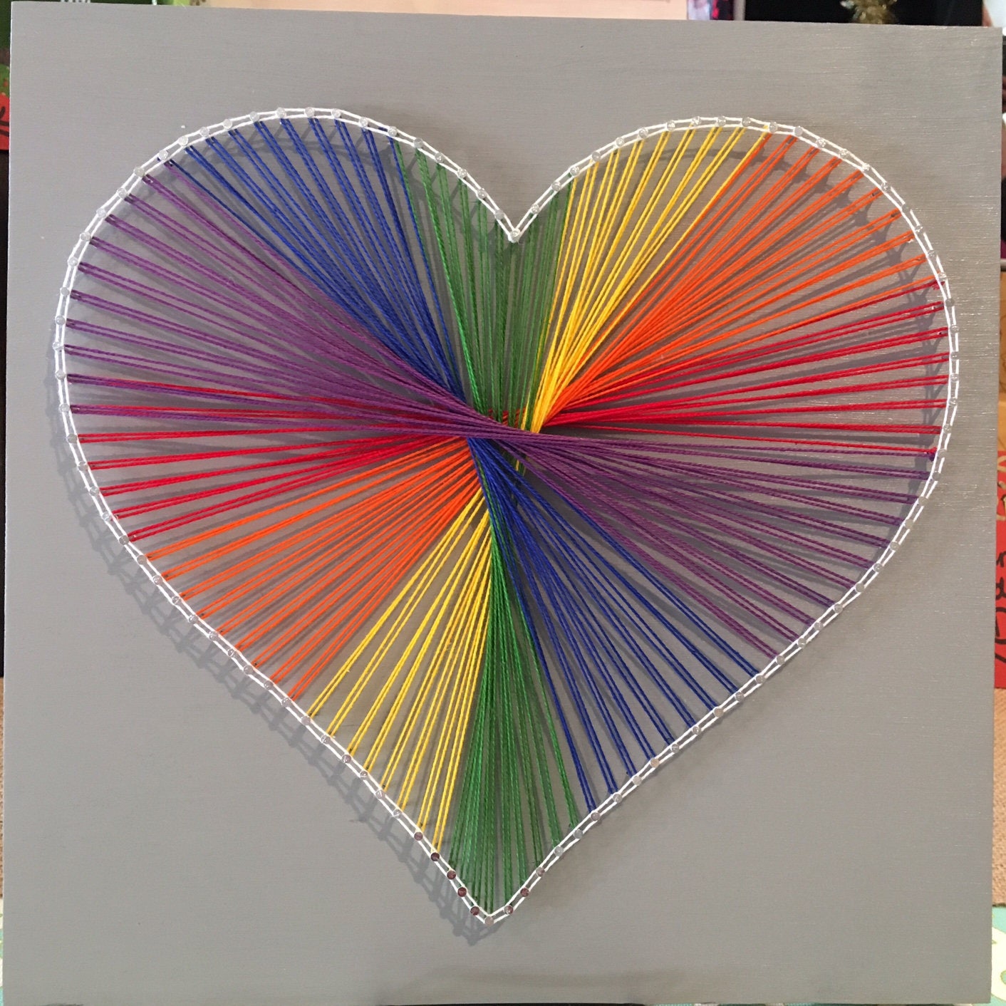 Rainbow Heart String Art - Etsy