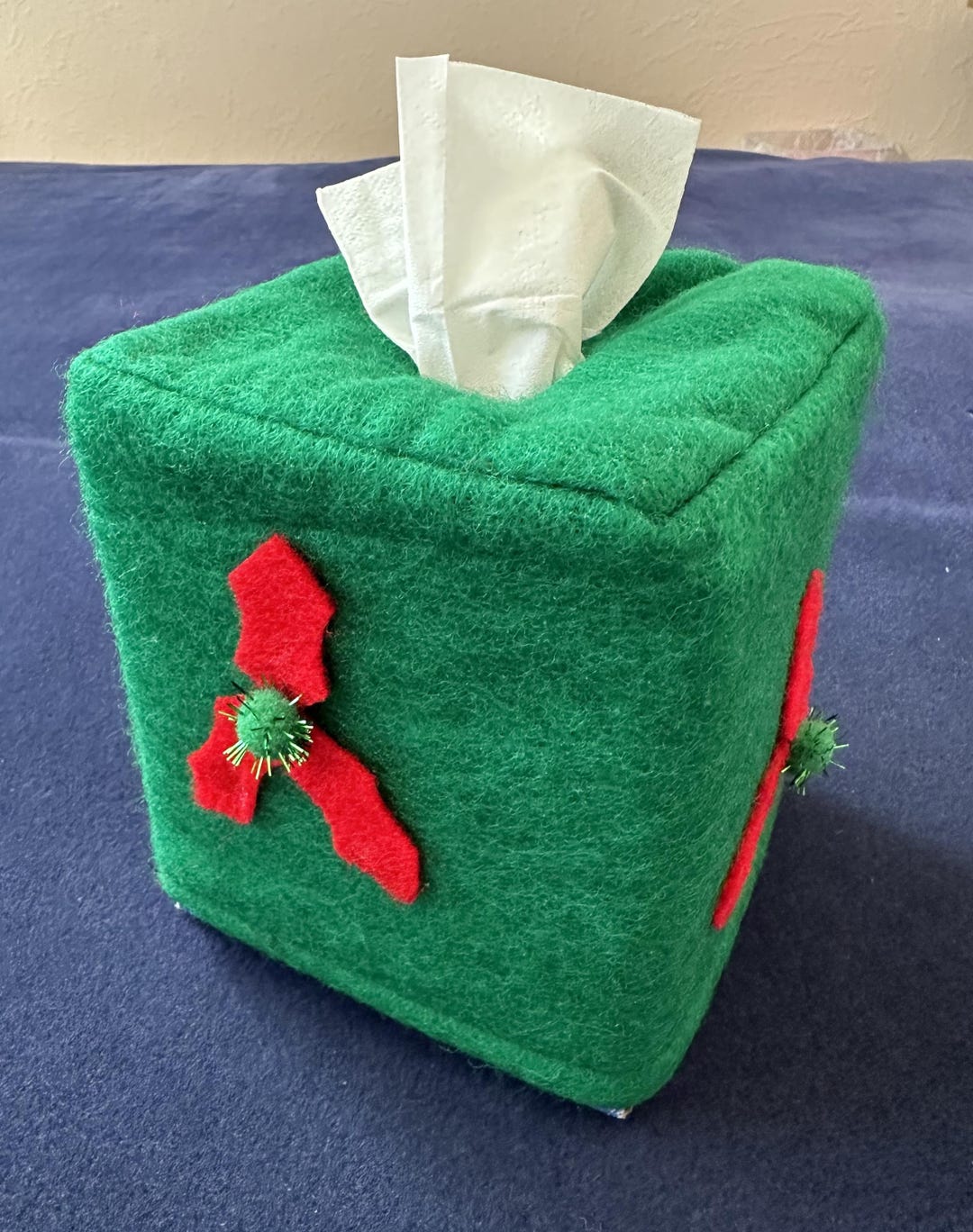 Christmas Tissue Box Cover With a green & Holly Design - Etsy