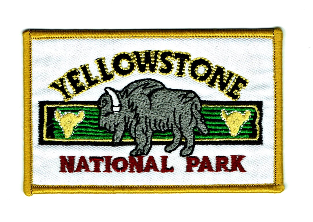 Yellowstone National Park Embroidered Patch: Bison & Old Faithful Iron ...