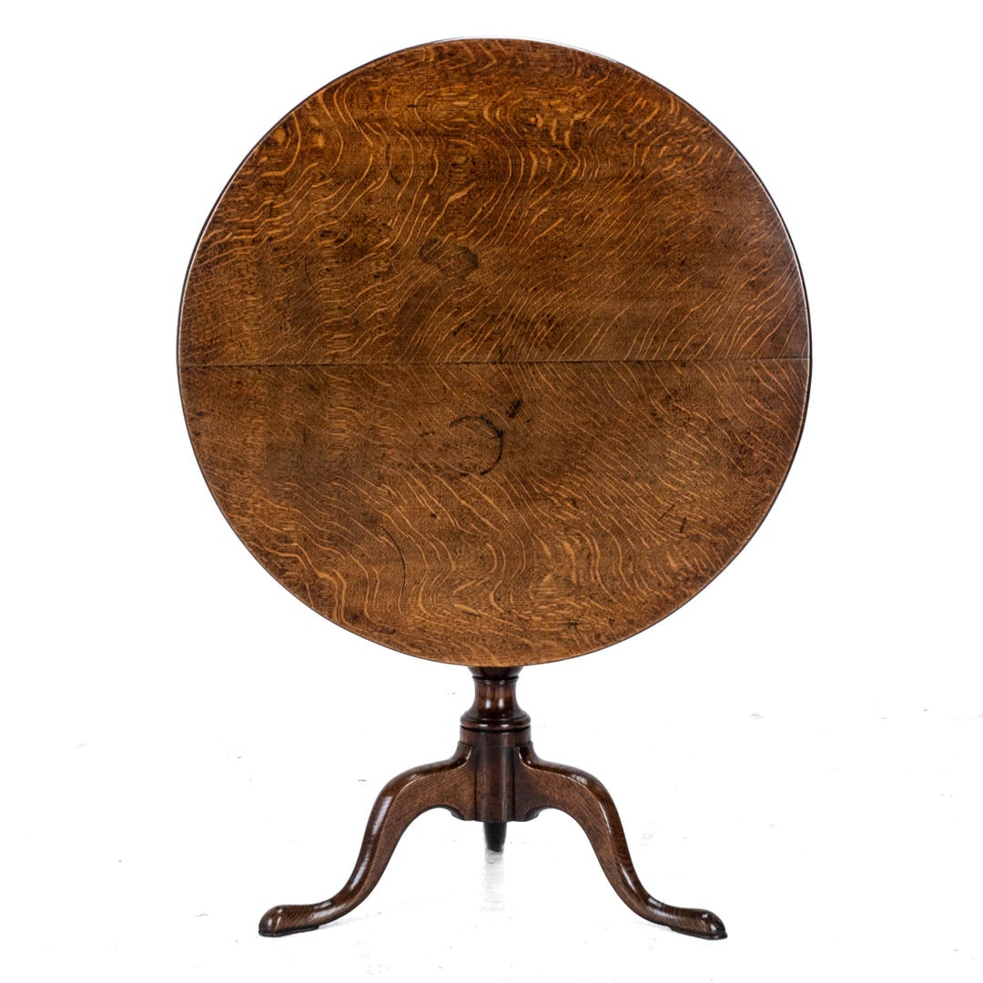 C18th Quarter Sawn Book Matched Oak Tripod Supper Table georgian George ...