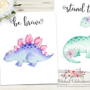 Boho Flower Dinosaur Nursery Art / Printable DIY Print Set / Dino ...