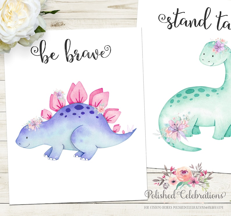 Boho Flower Dinosaur Nursery Art / Printable DIY Print Set / Dino ...