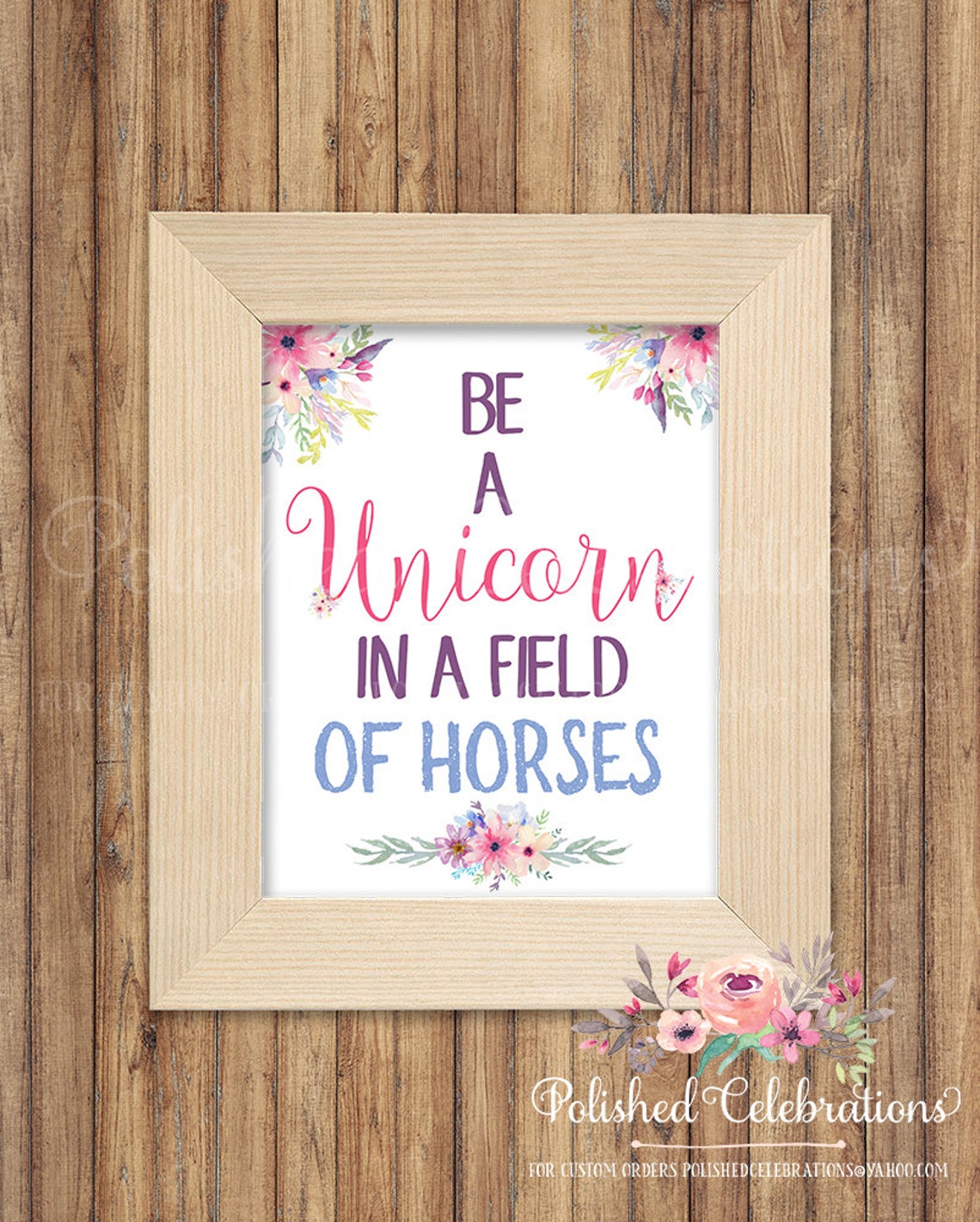 Be A Unicorn in A Field of Horses Bedroom Art / Printable - Etsy