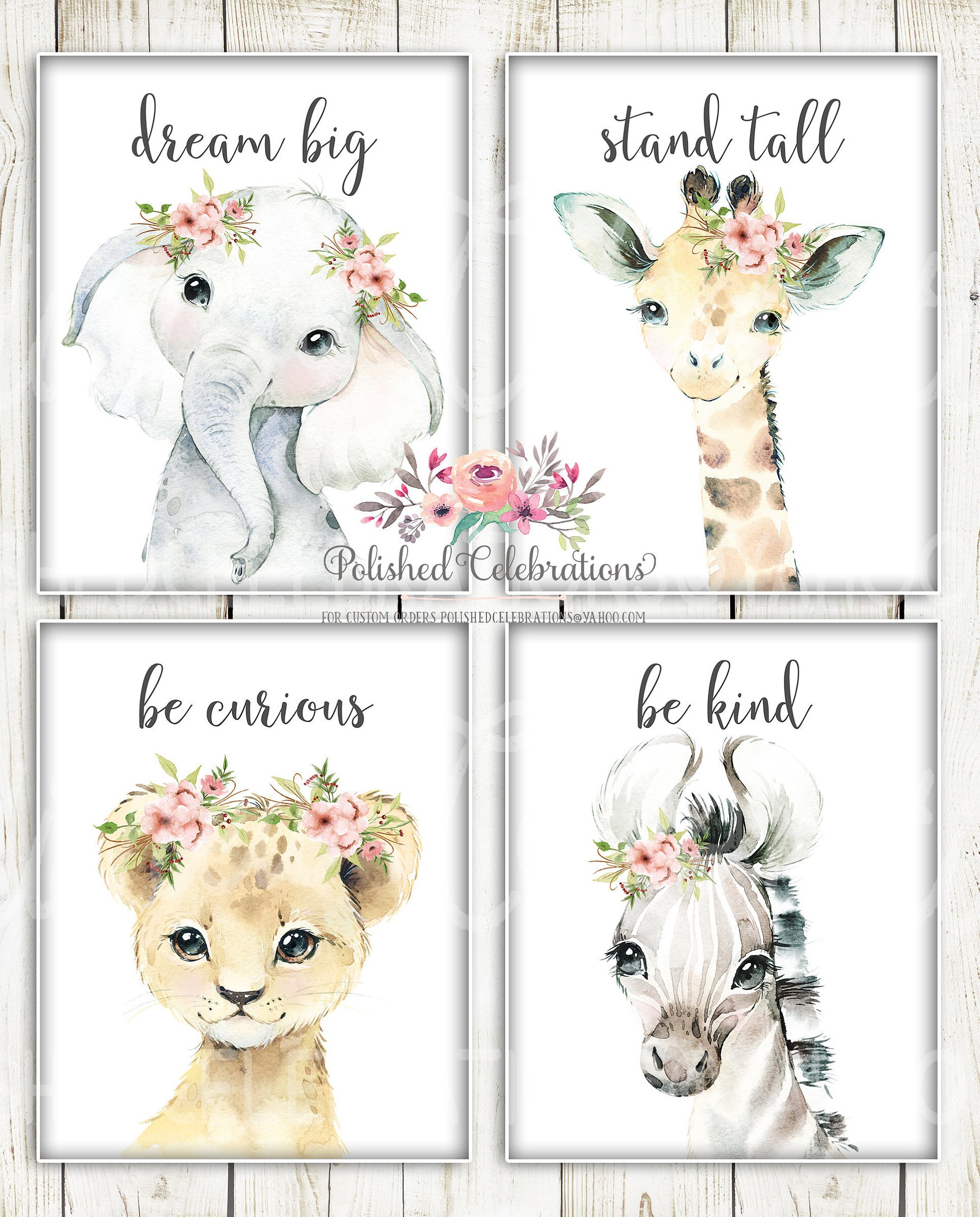 Blush Safari Animal Nursery Art / Set of 4 Safari Nursery | Etsy