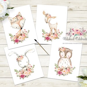 Boho Woodland Animal Set / 8x10 11x14 Printable / Blush Pink Peach ...