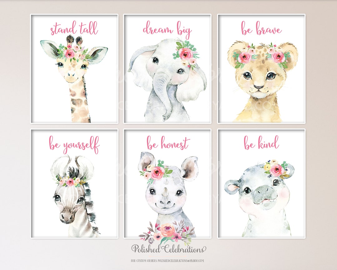Blush Safari Animal Nursery Art / Set of 6 Safari Nursery DIY Printable ...
