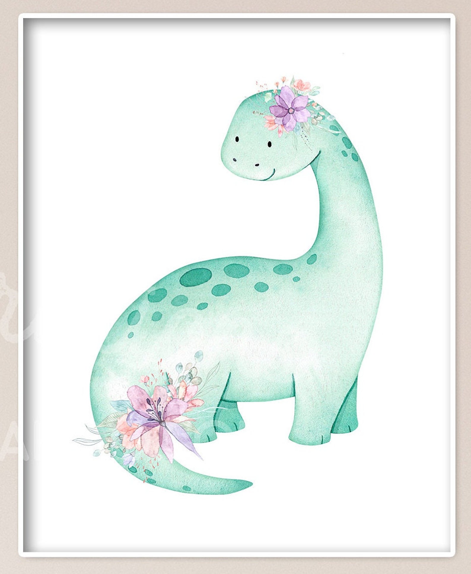 Boho Flower Dinosaur Nursery Art / Printable Nursery Set / - Etsy