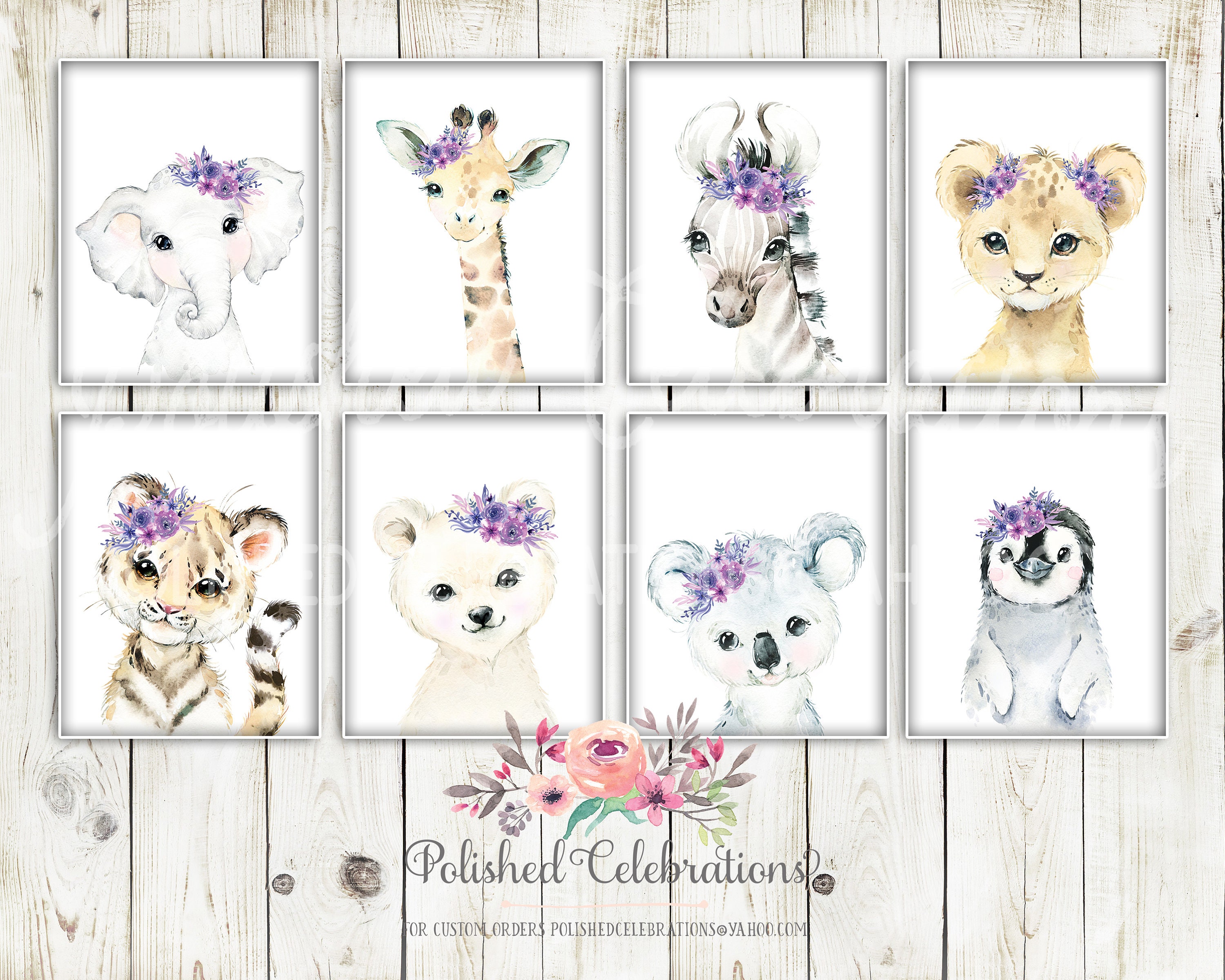 Purple Blush Safari Animal Nursery Art / Printable Nursery Set | Etsy