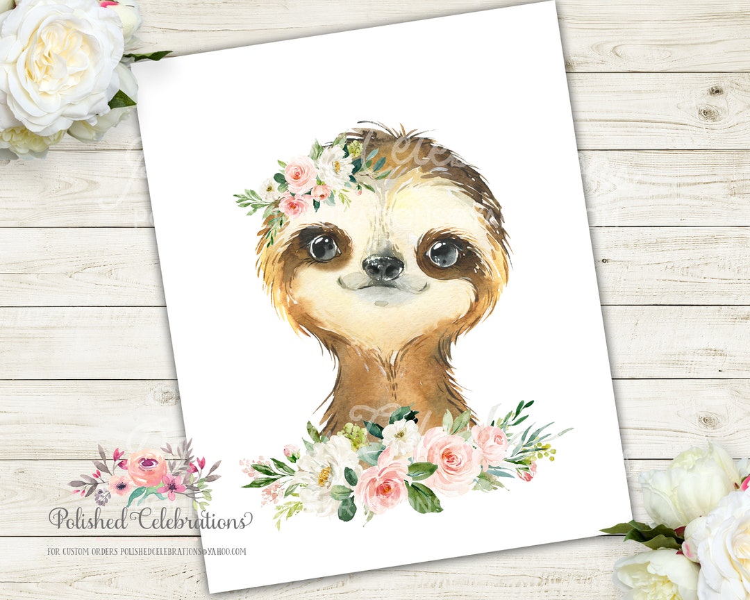 Blush Pink Sloth Wall Art / Printable Nursery Art / Safari - Etsy