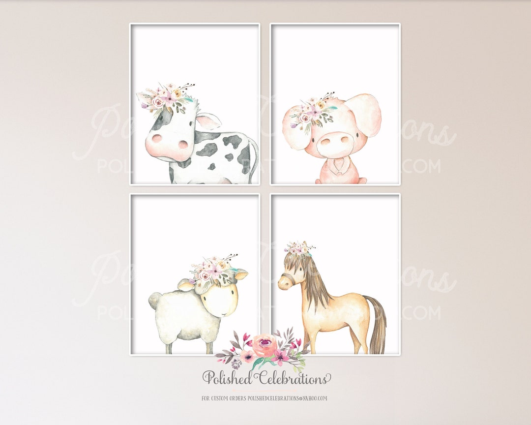 Boho Farm Animal Set / Printable Nursery Art / Sheep / Lamb / Cow ...