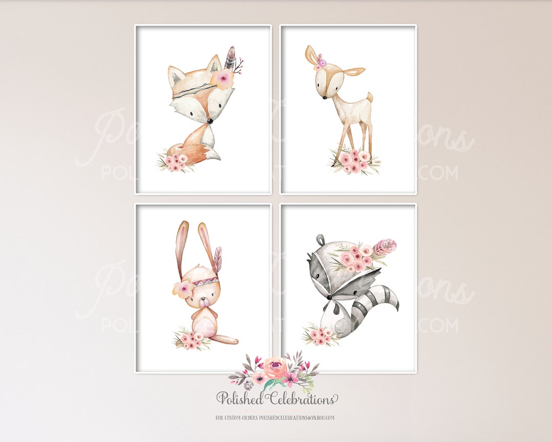Boho Woodland Animals / Set of 4 Nursery Printable / DIY Prints Set ...