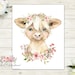 Blush Highland Cow / Printable Nursery Art / Blush Pink Flowers / Farm ...