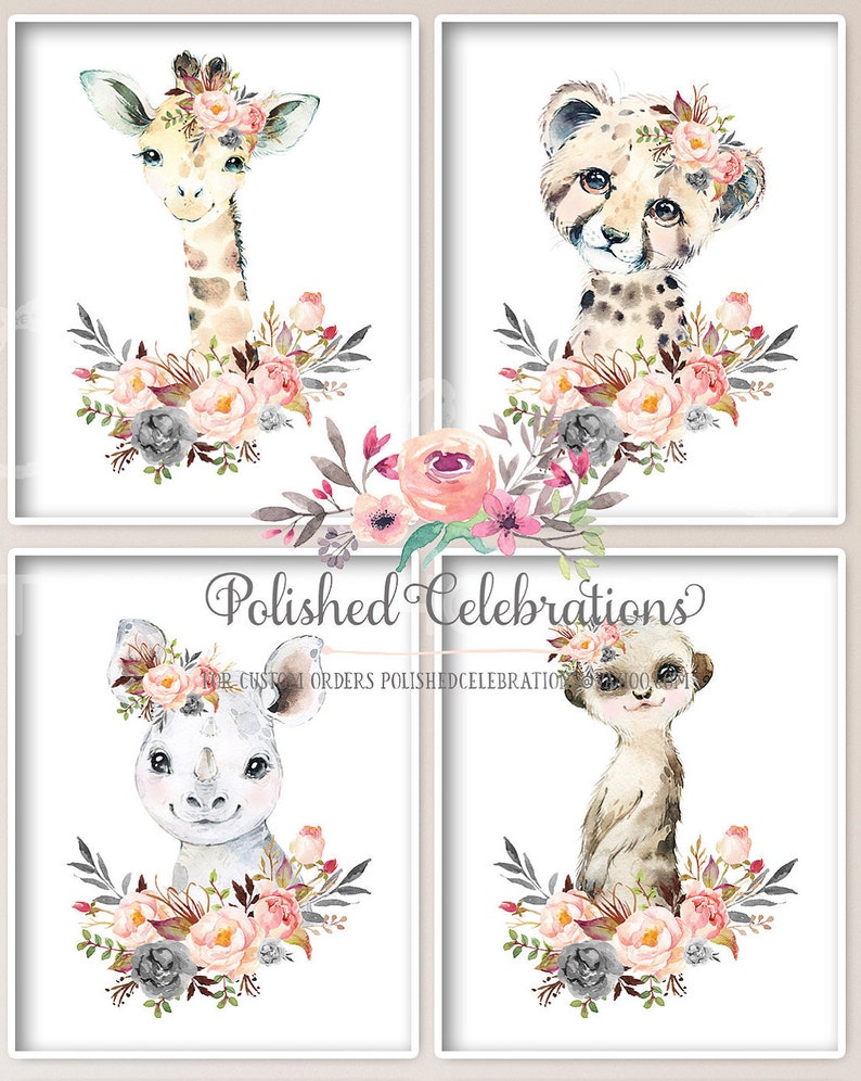 Blush Safari Animal Nursery Art / Set of 12 Printable Nursery - Etsy