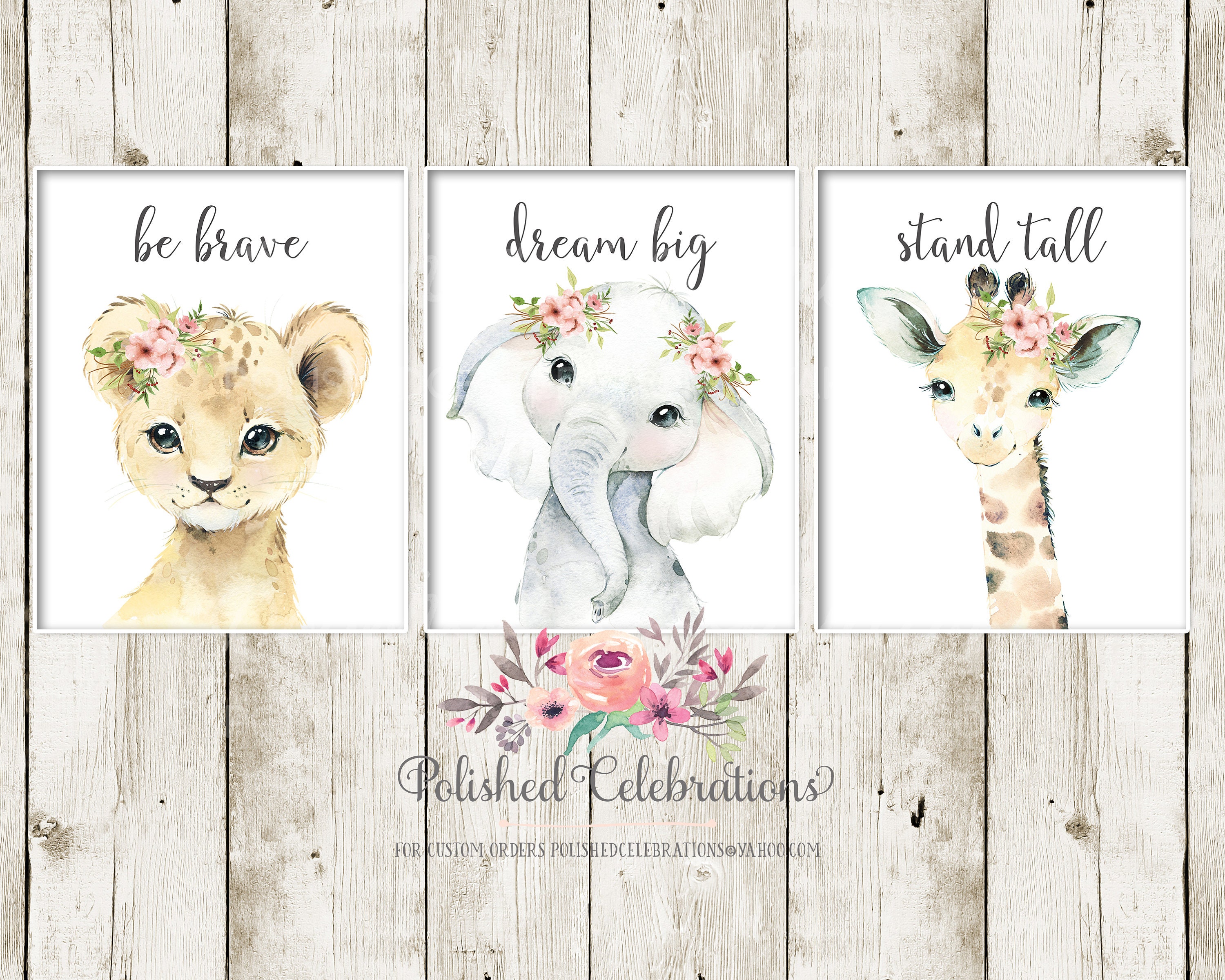 Blush Safari Animal Nursery Art / Set of 4 Safari Nursery - Etsy