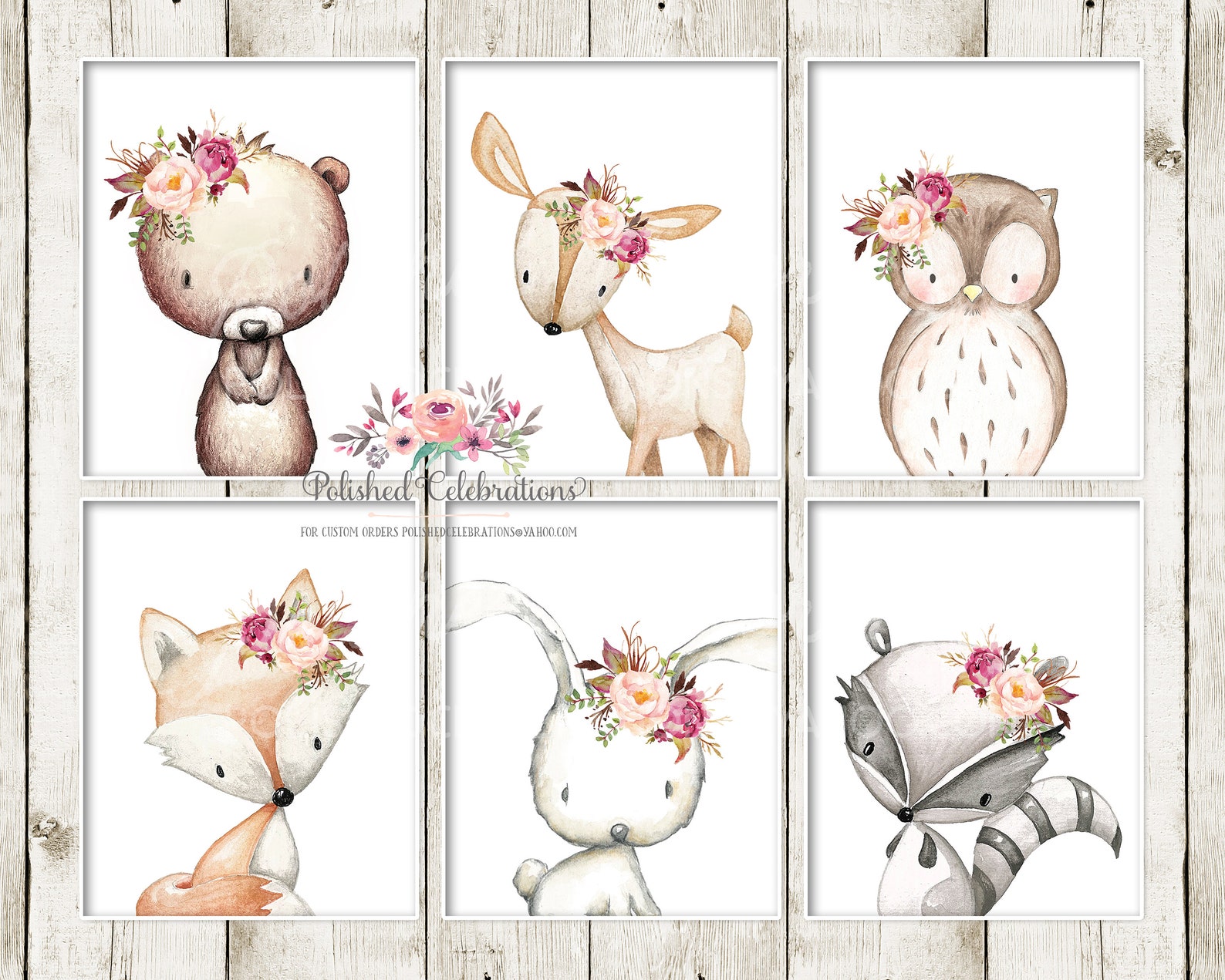 Boho Woodland Animal Set of 6 / Printable Nursery Art / Baby Girl ...