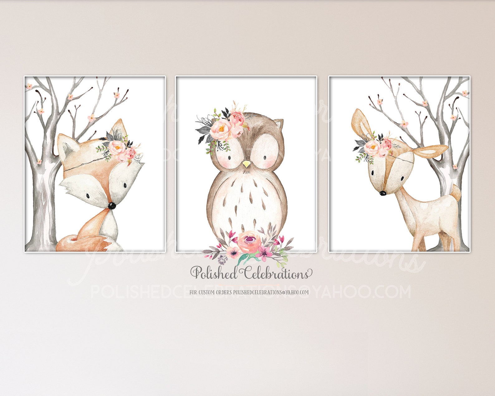 Boho Woodland Animal Set / Printable Nursery Décor / Blush | Etsy