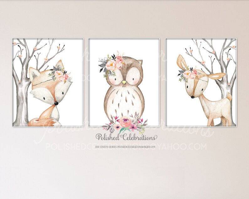 Boho Woodland Animal Set / Printable Nursery Décor / Blush | Etsy