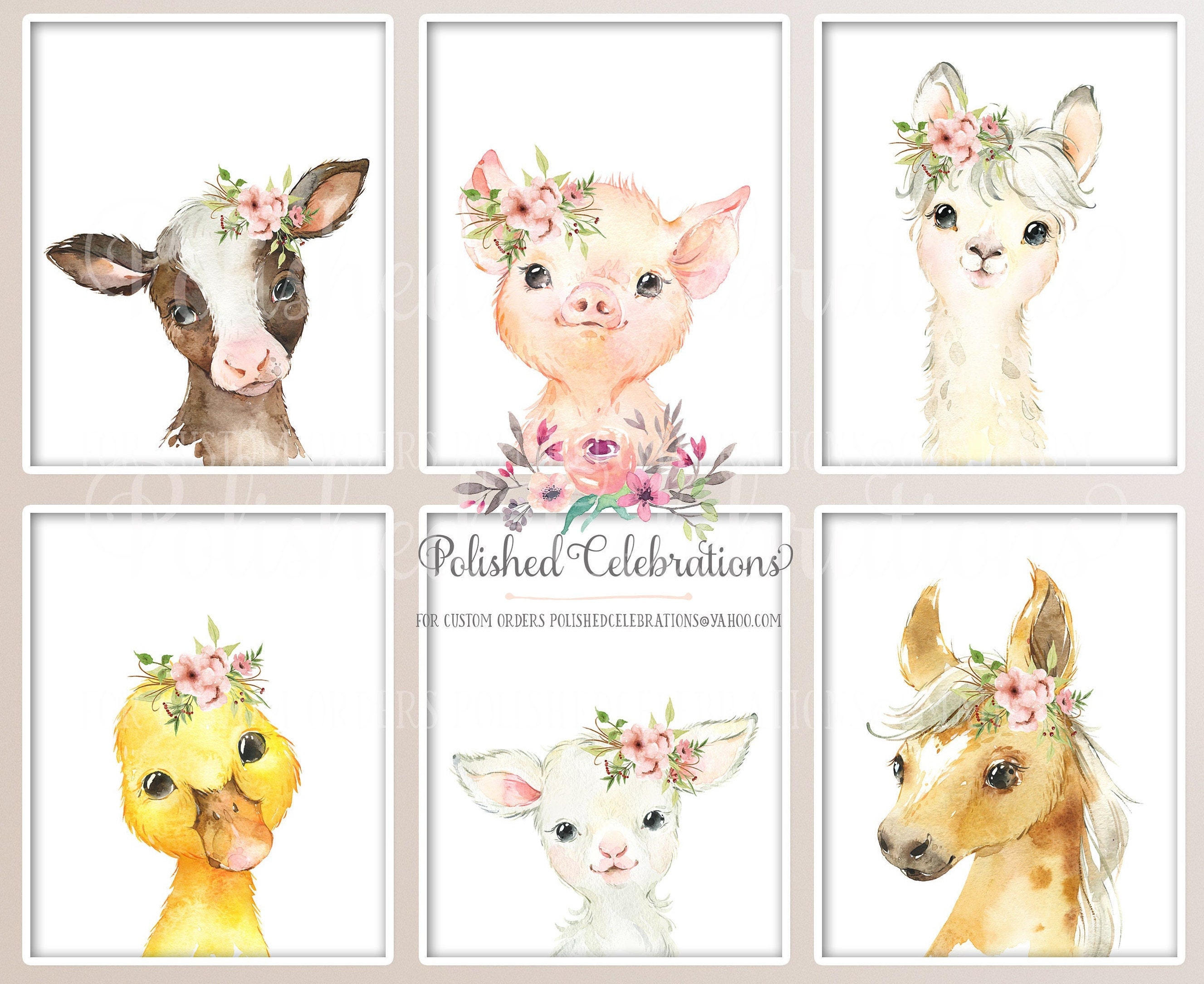 Boho Blush Farm Animals / Printable Nursery Art / Baby Girl Nursery ...