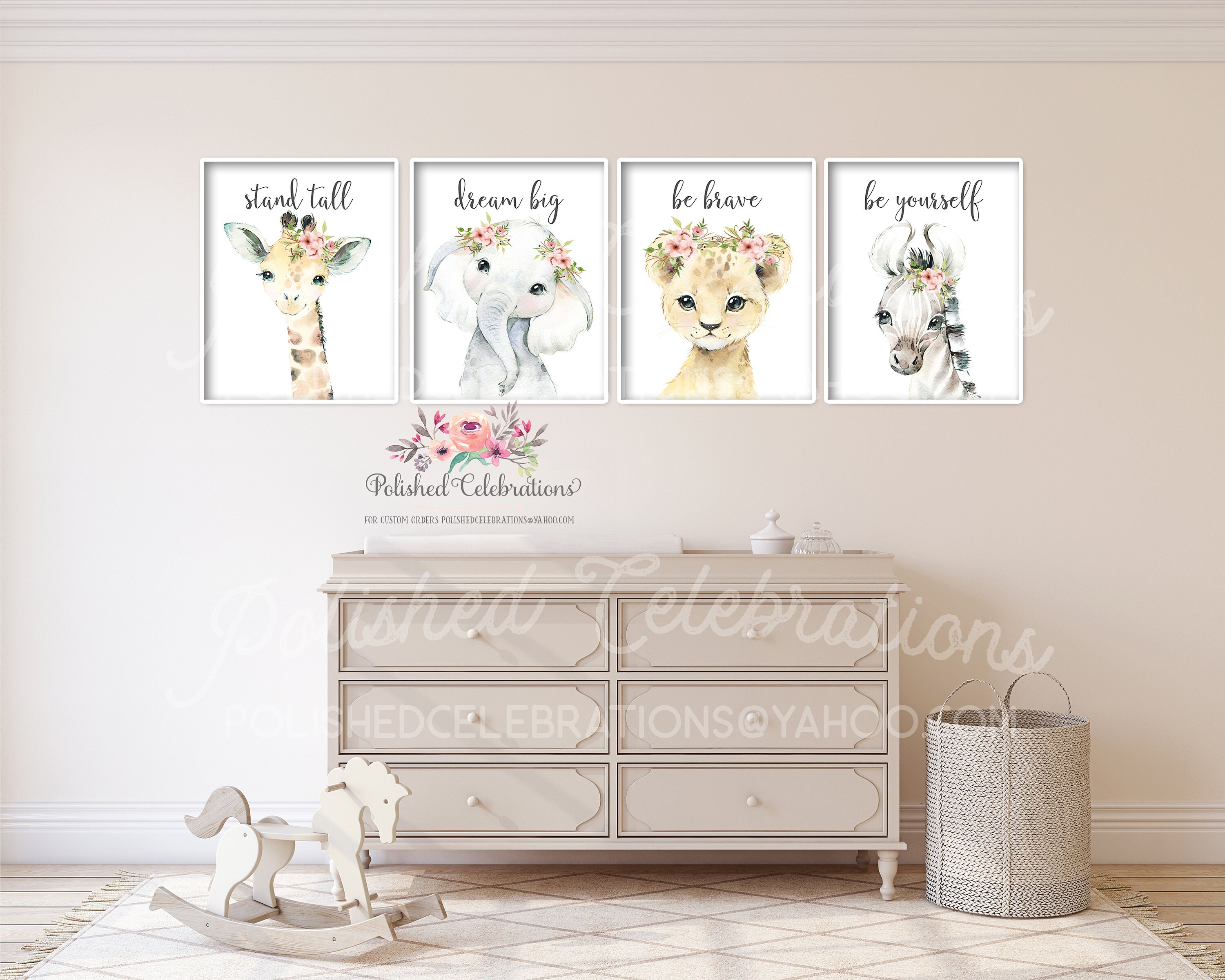 Blush Safari Animal Nursery Art / Set of 4 Safari Nursery - Etsy