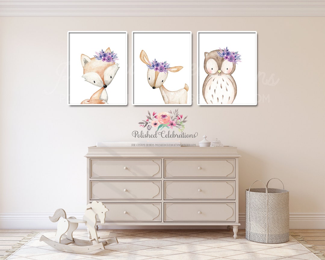 Purple Woodland Animal Set / Printable Nursery Art / Lavender Lilac ...