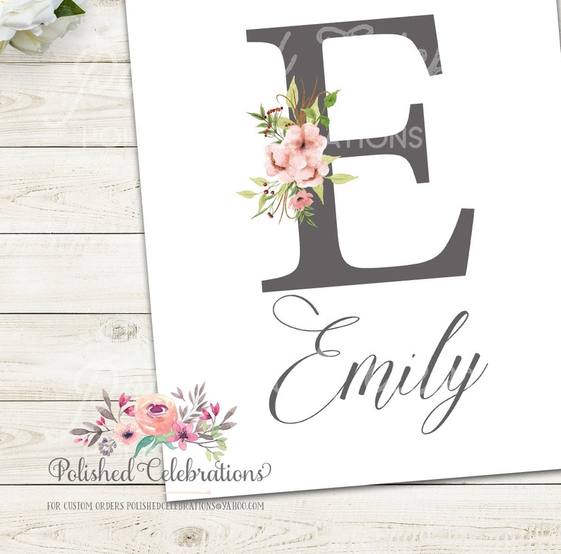 Boho Custom Initial Name Art / Printable Nursery Décor / Blush - Etsy