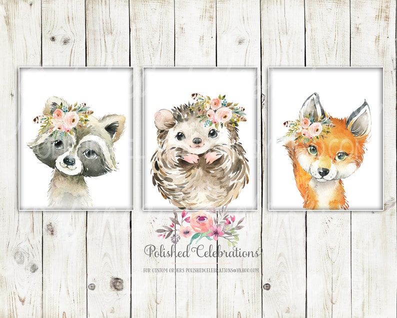 Blush Pink Woodland Animal Set / Printable Nursery Art / Boho - Etsy