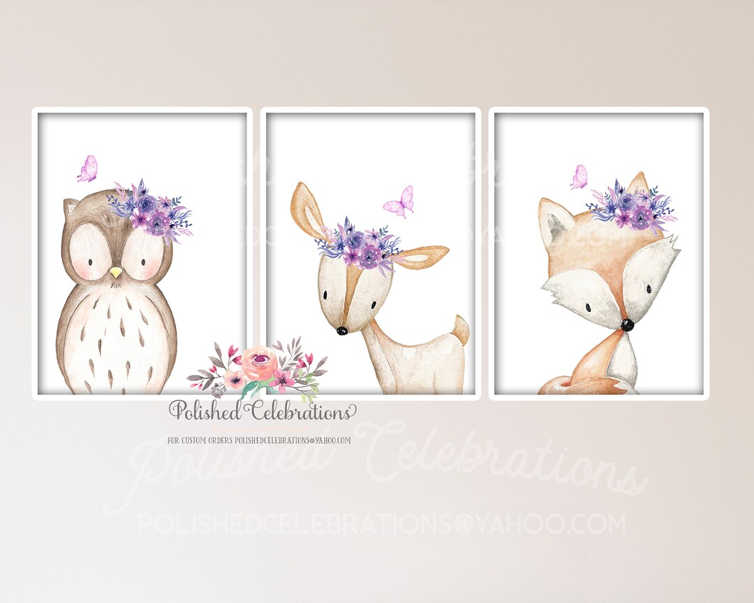 Boho Woodland Animal Set / Printable Nursery Decor / Lavender Purple ...