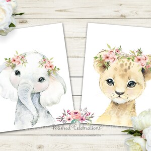 Blush Safari Animal Nursery Art / Set of 4 Safari Nursery Prints / Zoo ...