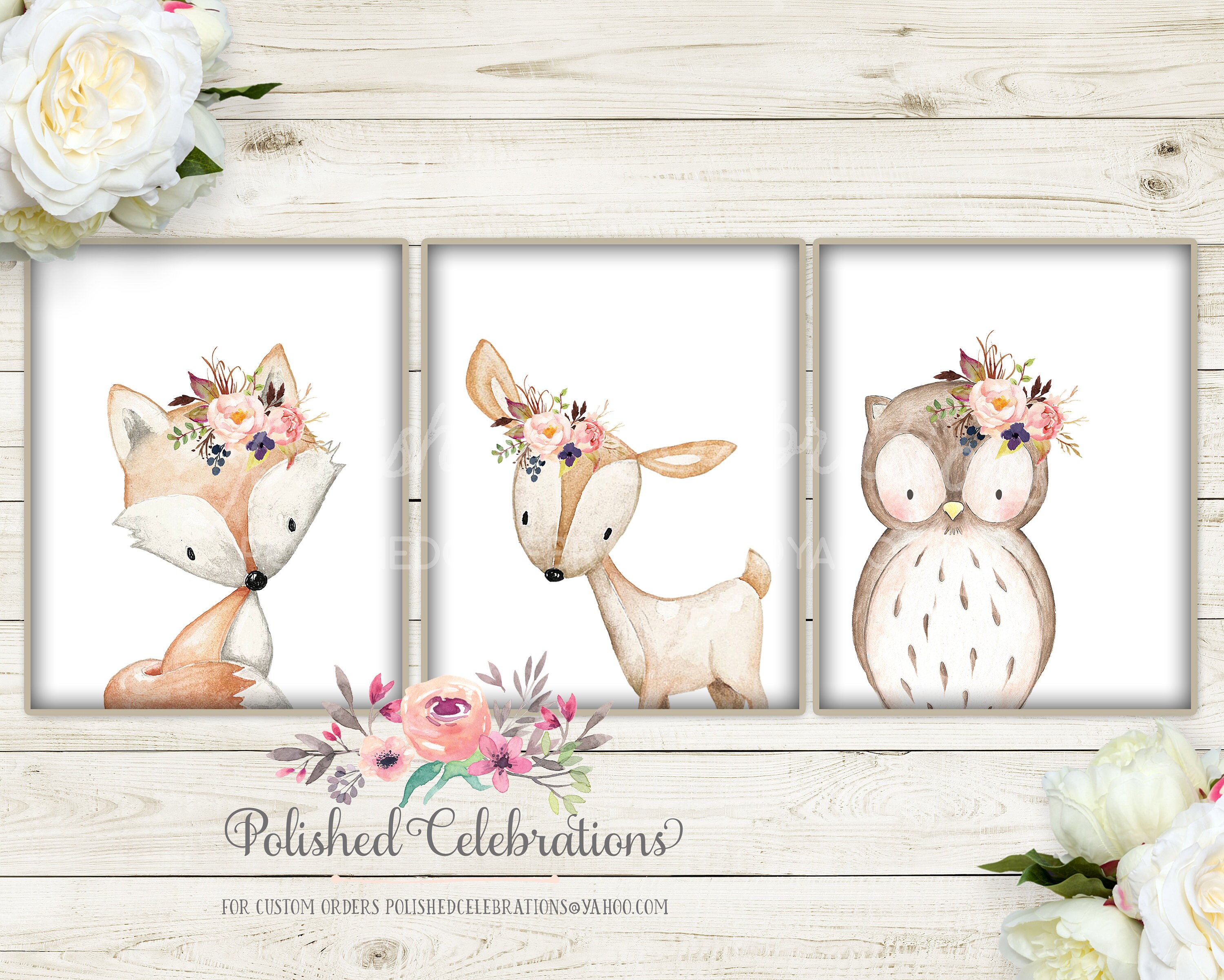 Boho Woodland Animal Set of 6 / Printable Nursery Art / Baby | Etsy