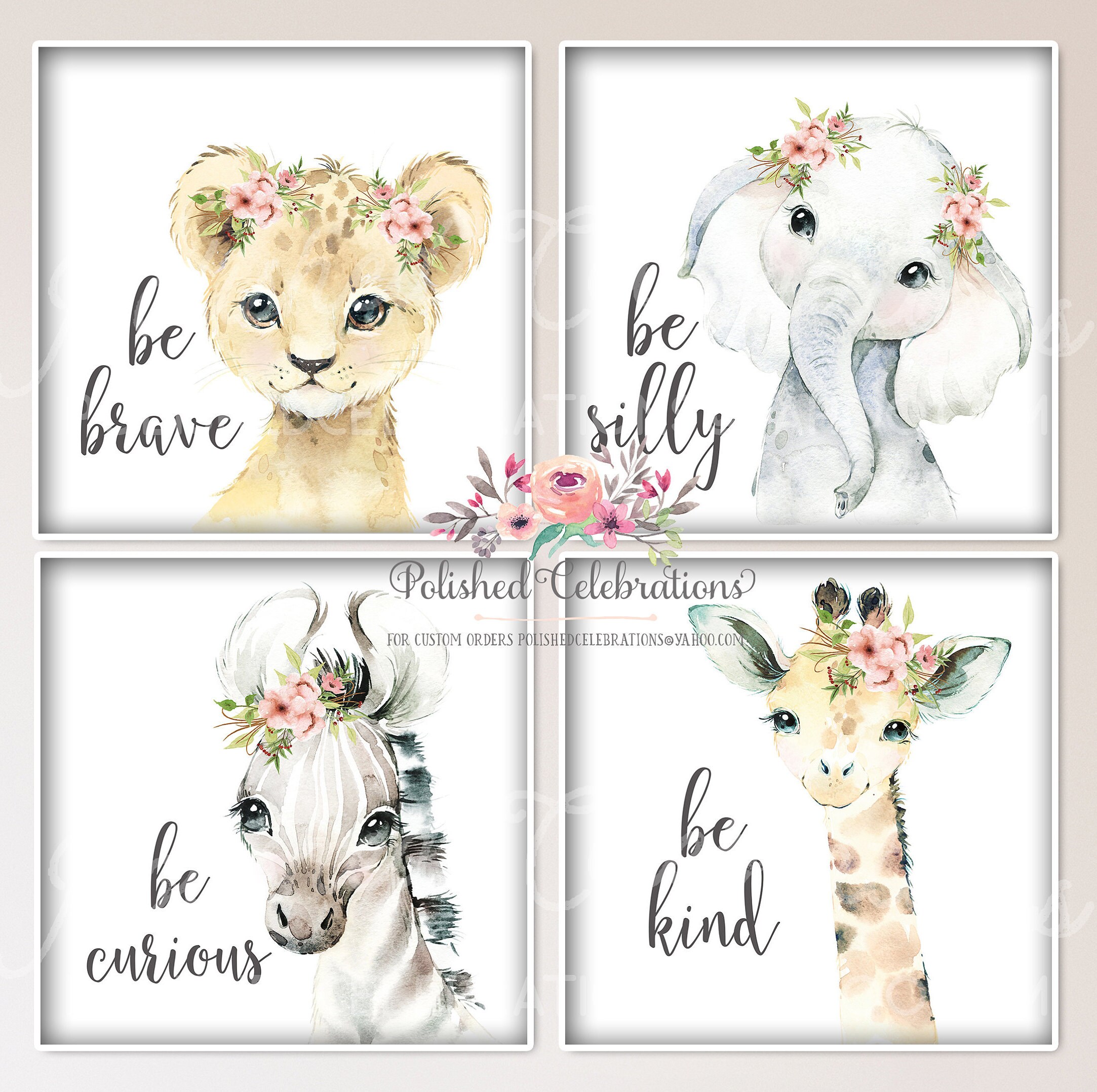 Blush Safari Animal Set / Printable Nursery Art / Zoo Animals | Etsy