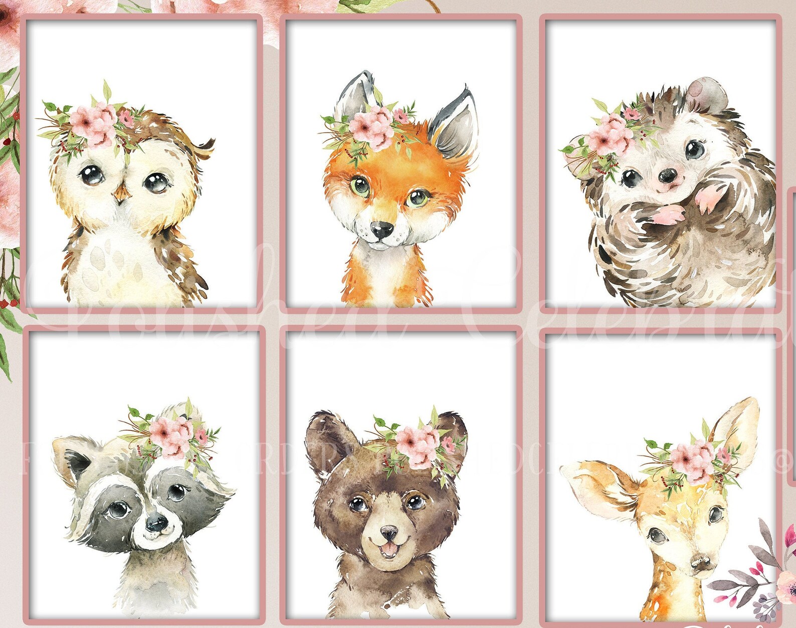 Blush Woodland Animal Set / Printable Nursery Art / Boho Nursery Decor ...