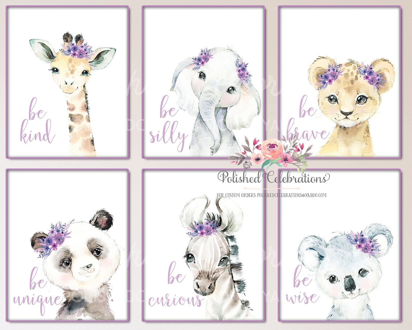 Lavender Blush Safari Animal Art / Set of 6 Printable Safari | Etsy Canada