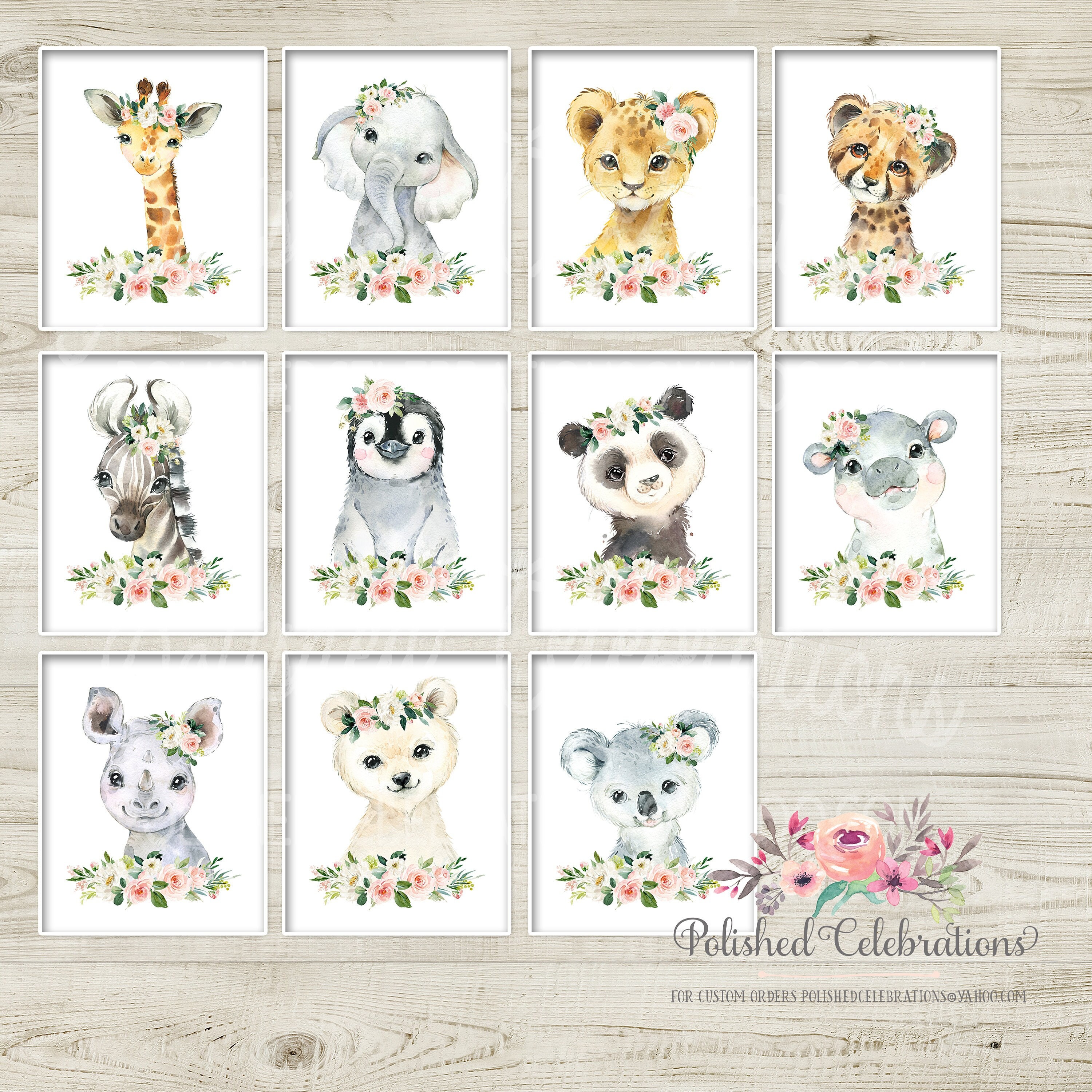 Blush Safari Animal Nursery Art / Printable Set of Safari | Etsy