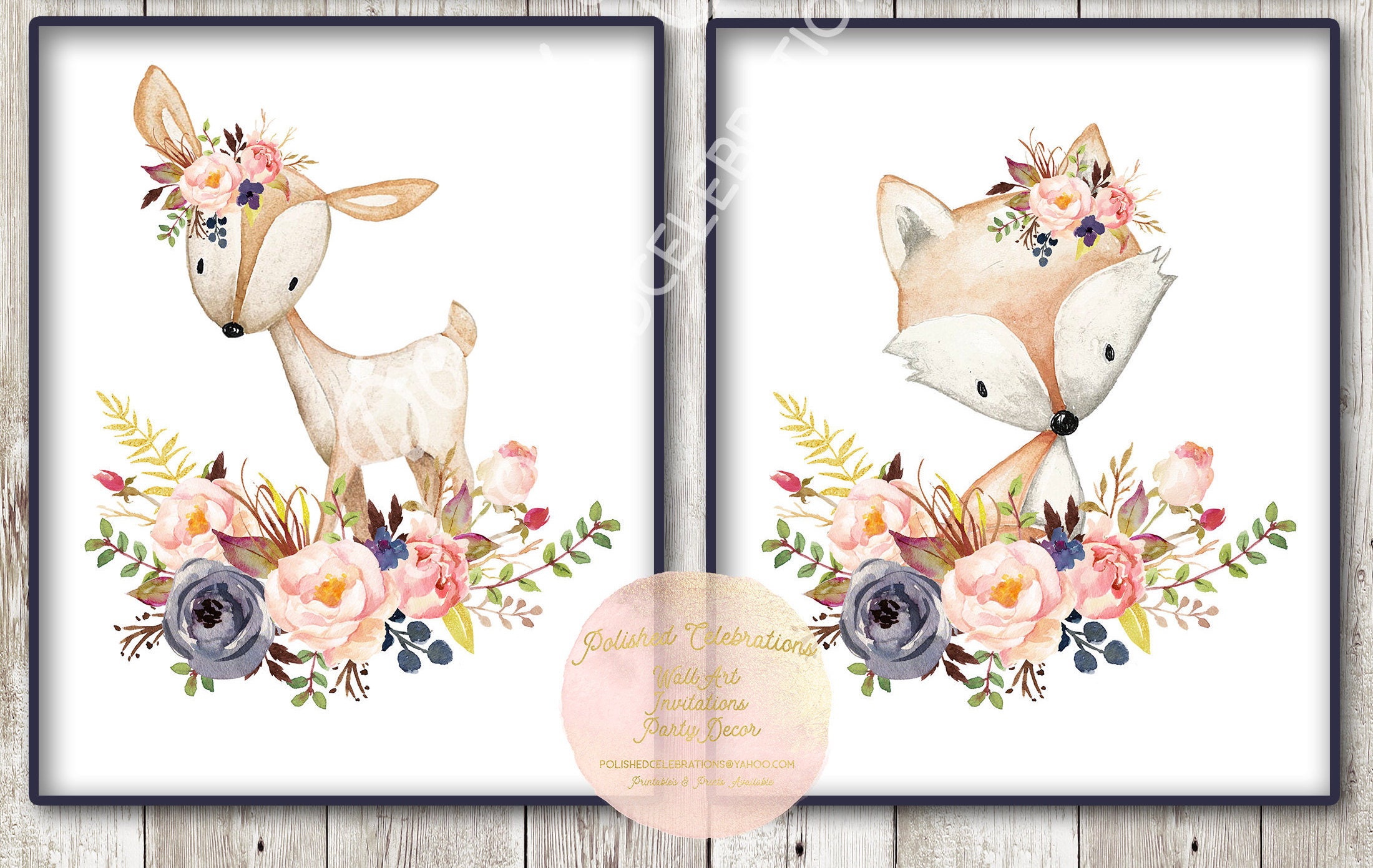 Boho Woodland Animal Set / Printable Nursery Art / Blush Pink - Etsy