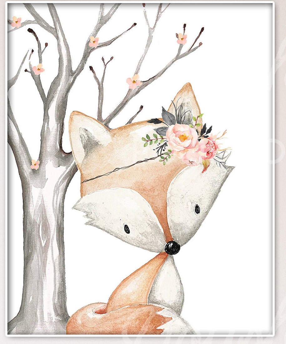 Boho Woodland Animal Set / Printable Nursery Décor / Blush Pink Grey ...